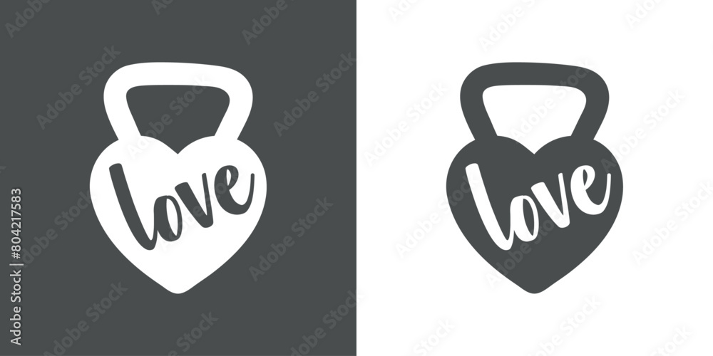 Logo club fitness. I love fitness. Silueta de pesa rusa con forma de ...