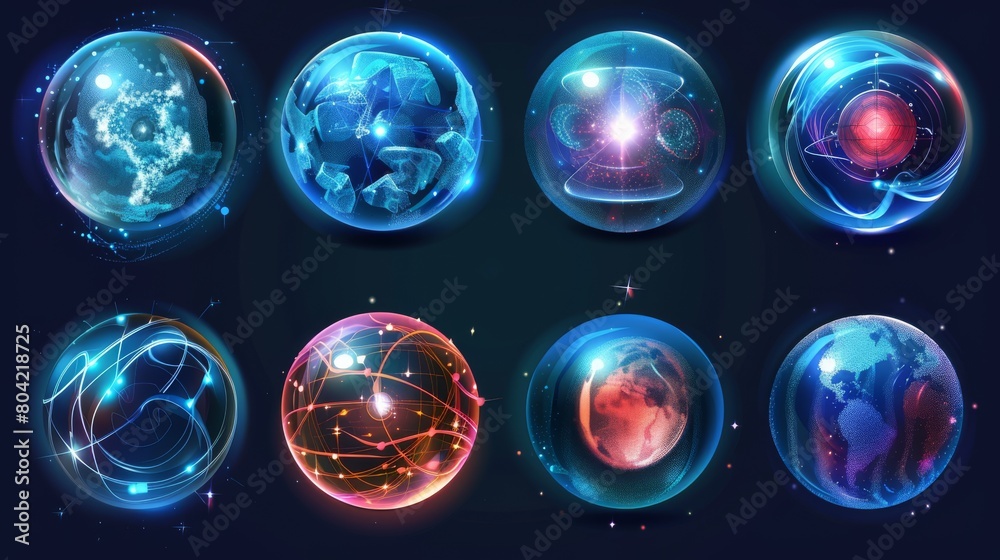 Sphere shield abstract energy protection spheres. Force field defence ...