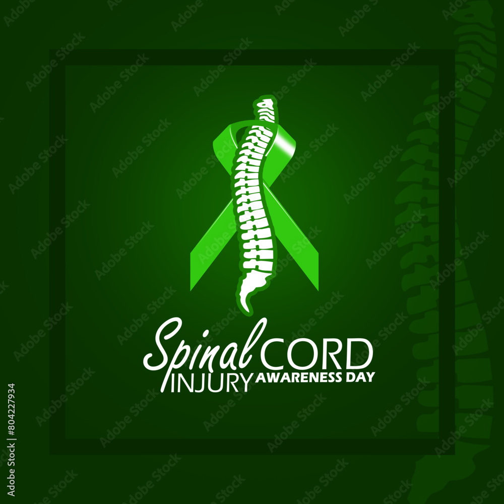 Spinal Cord Injury Awareness Day event banner. A green ribbon with ...