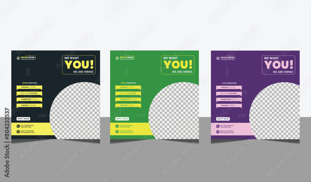 We are hiring job position square banner or social media post. Vacancy ...