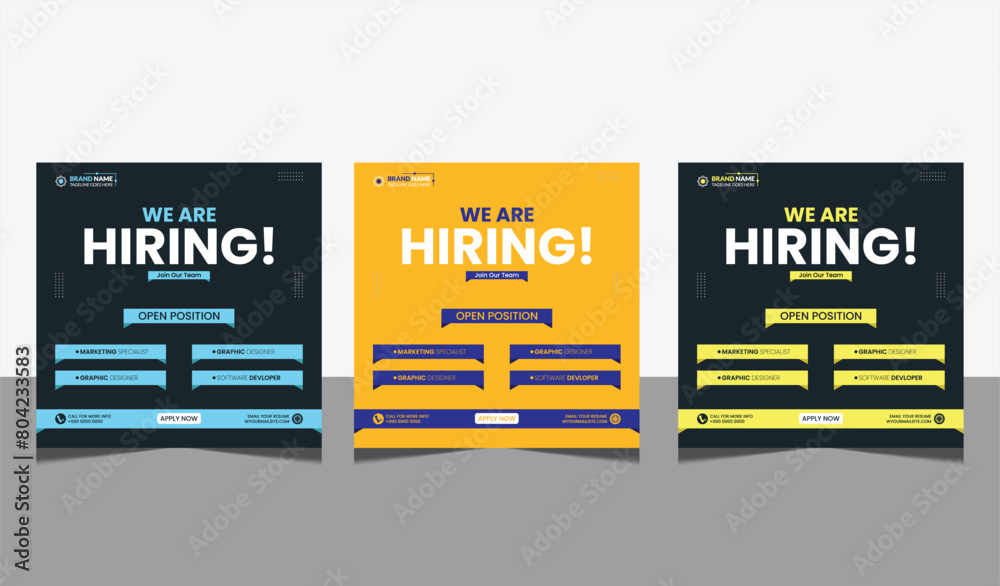 We are hiring job position square banner or social media post. Vacancy ...