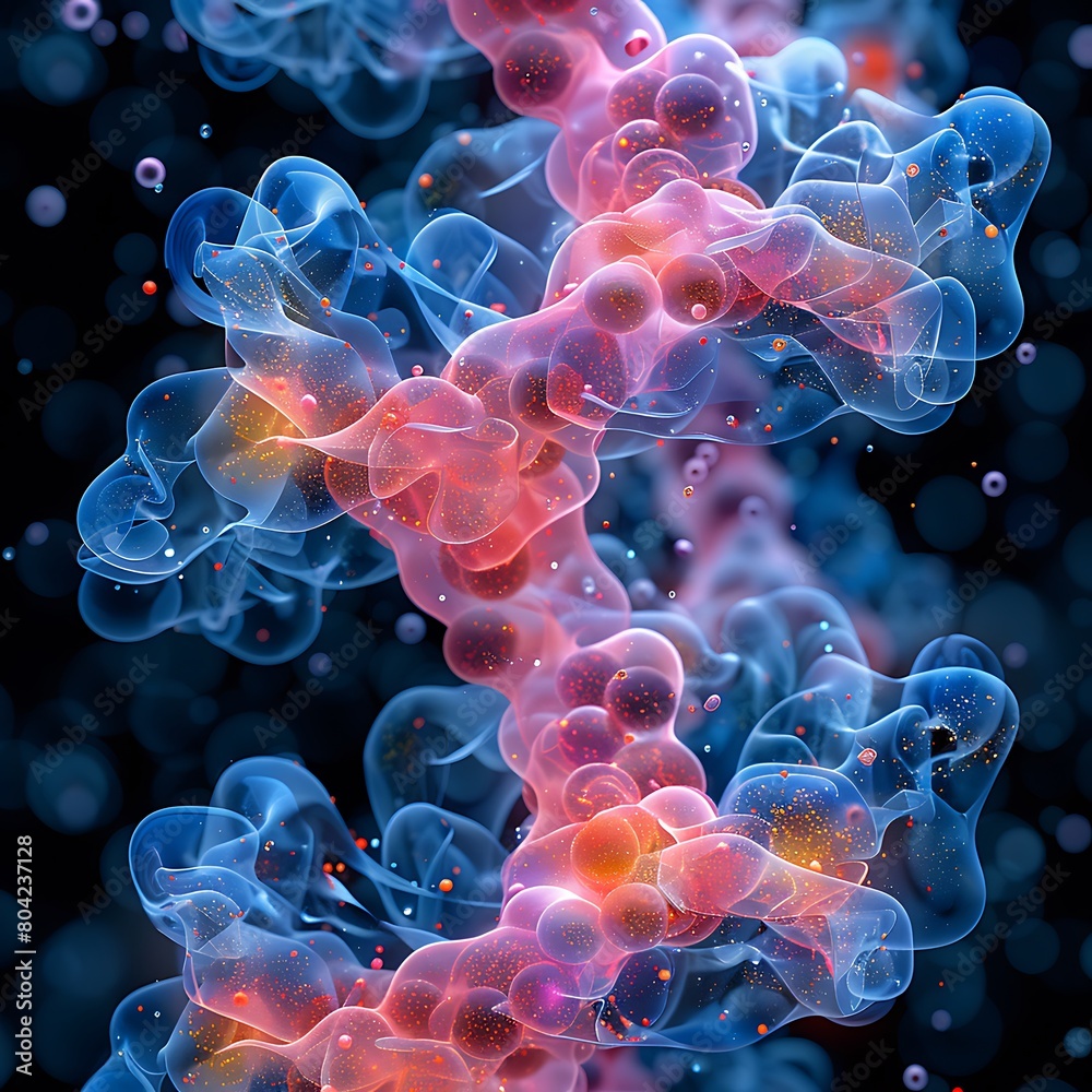 A digital representation of a protein, with interconnected amino acids ...