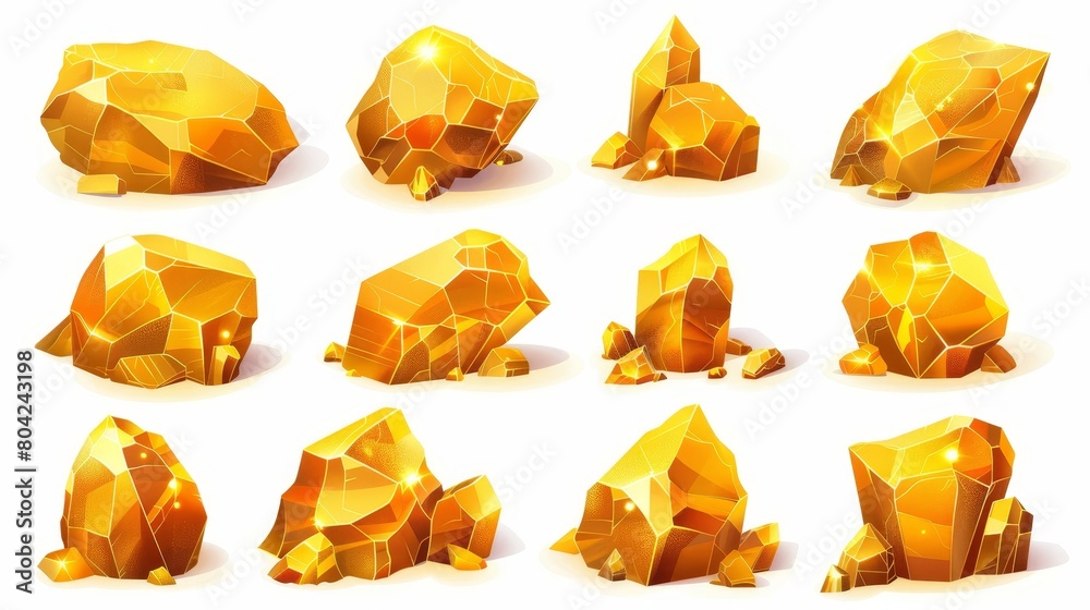 Gold nugget for mine and treasure in game UI design. Illustration of ...