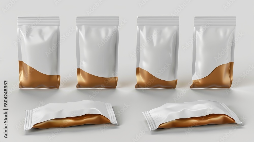 This mockup shows a 3D sweet chocolate candy wrapper package. Blank ...