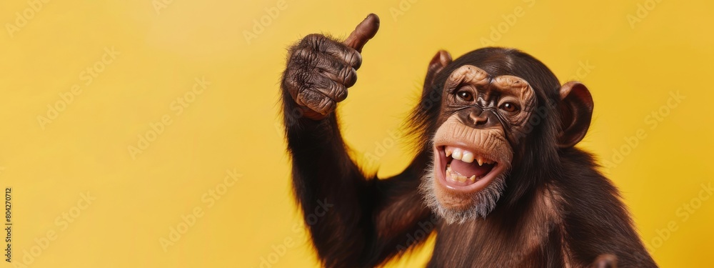Funny wild zoo animal banner - Happy laughing monkey, chimpanzee ...