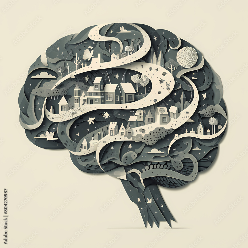 In-depth Brain Illustration for Thoughtful Marketing Campaigns Stock ...