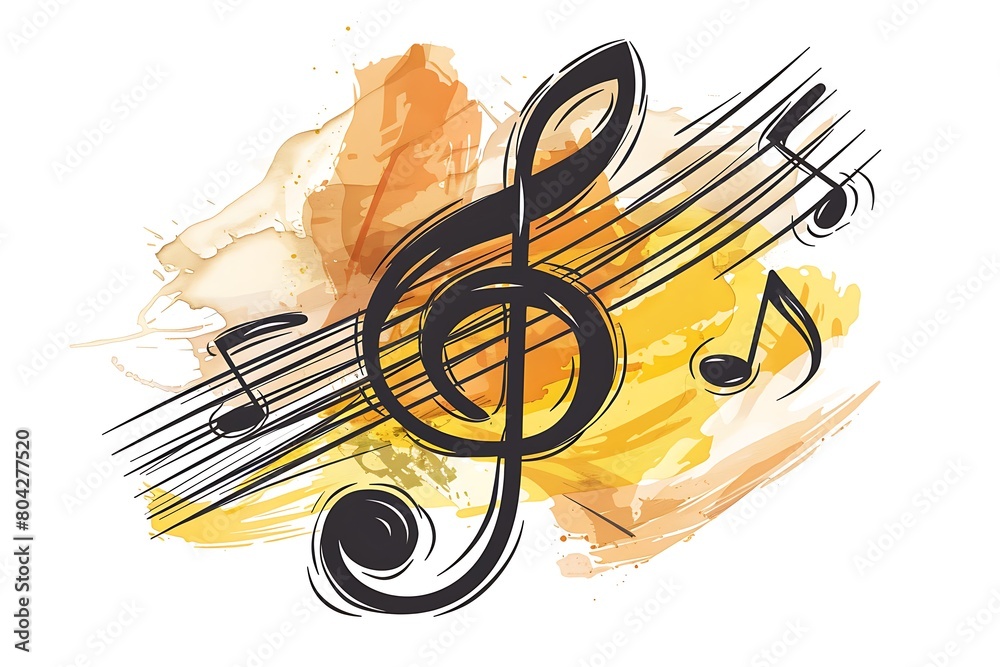 Music staff and treble clef cartoon. Music staff and treble clef vector ...