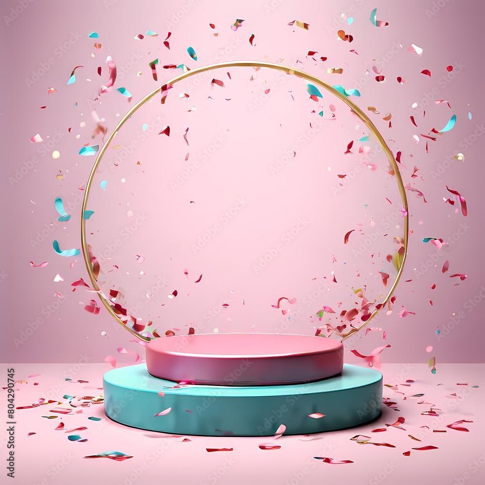 Winner background with golden confetti and ribbon falling golden round ...