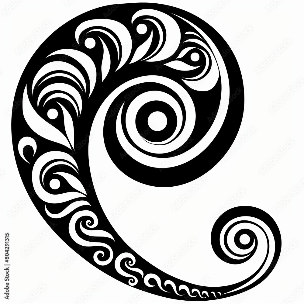 tattoo, maori, koru, design, symbol, new life, growth, harmony, black ...