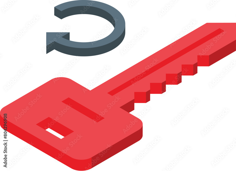 Password key recovery icon isometric vector. Retry access account. Authentication problem Stock ...