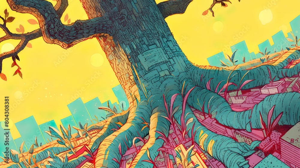 A tree, roots, standing tall, symbolizing environmental activism and ...