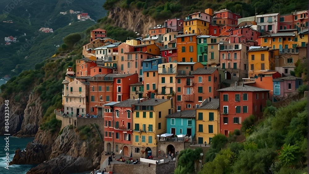 A captivating view of a traditional European town with colorful ...