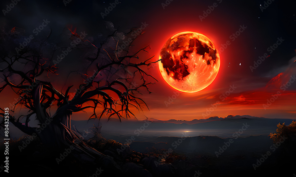 Solar eclipse full moon is an astronomical phenomenon. Realistic ...