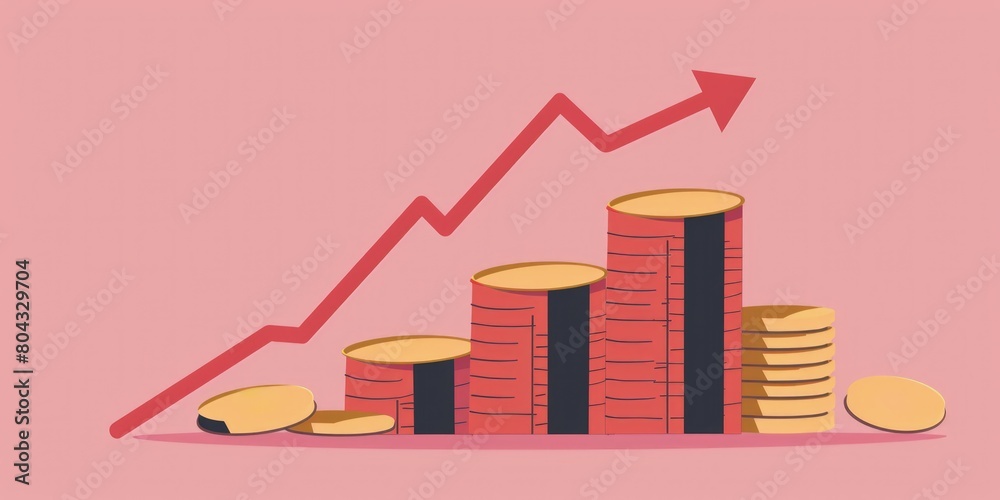Coin stacks graph with graph arrow, concept of finance, investment ...