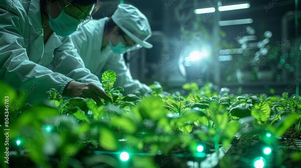 Scientists in a lab working on a new genetically modified plant that ...