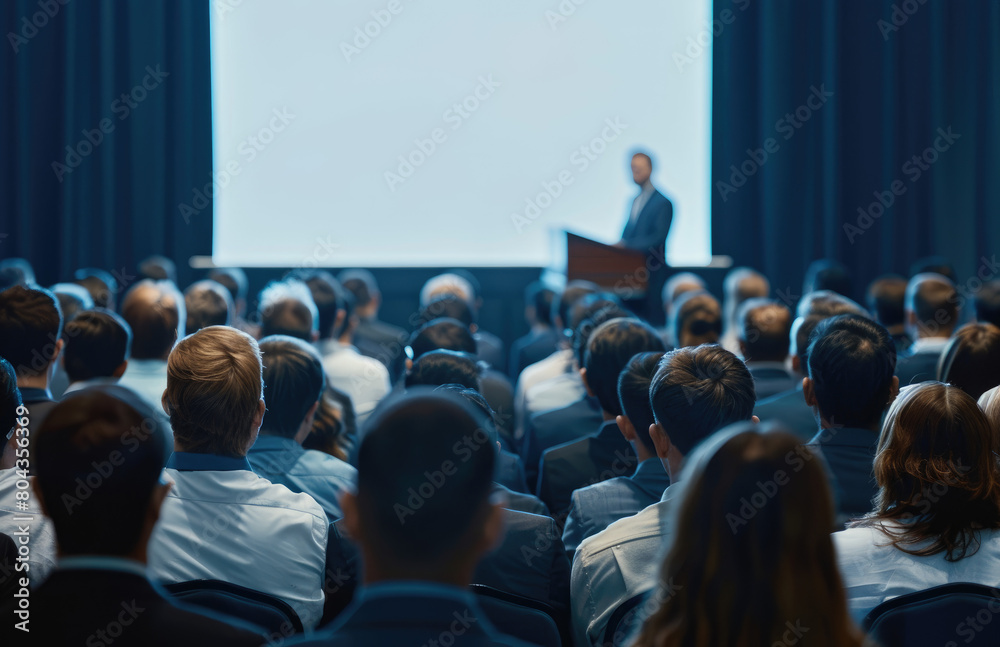 an audience from the front and side views, with people sitting in ...