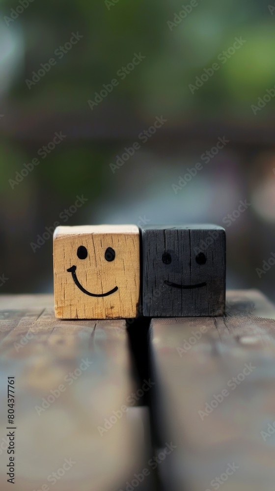 Mental health and emotional state, Smile face in bright side and sad ...