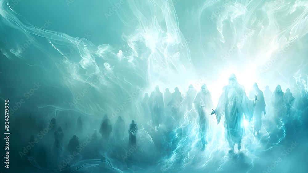 Religious art depicting the return of Jesus Christ with radiant ...