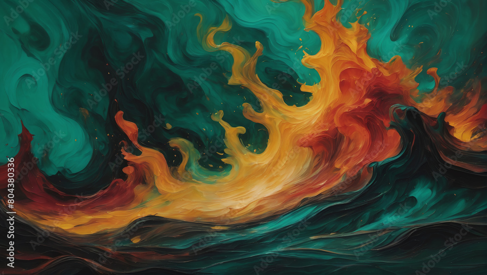 Visuals of liquid magma in pastel oil painting styled colors like dark ...