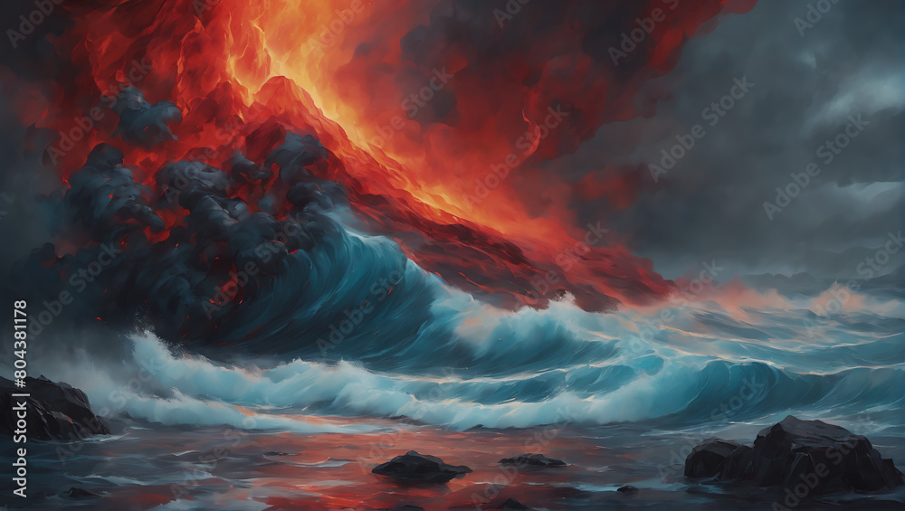 Visuals of liquid magma in shades of stormy gray, tranquil blue, and ...