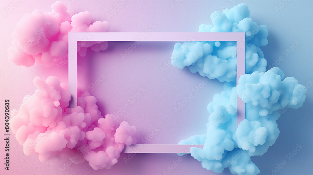 minimalist purple frame background with soft, cotton-like clouds in ...