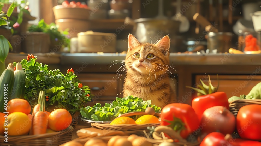Illustrate your cat foods appeal with a detailed artistic aerial scene ...