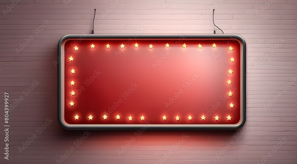 Vector realistic isolated red lightbox marquee frame with stars with ...