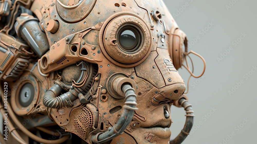 Create a 3D CG rendering of a clay sculpture portraying a birds-eye ...