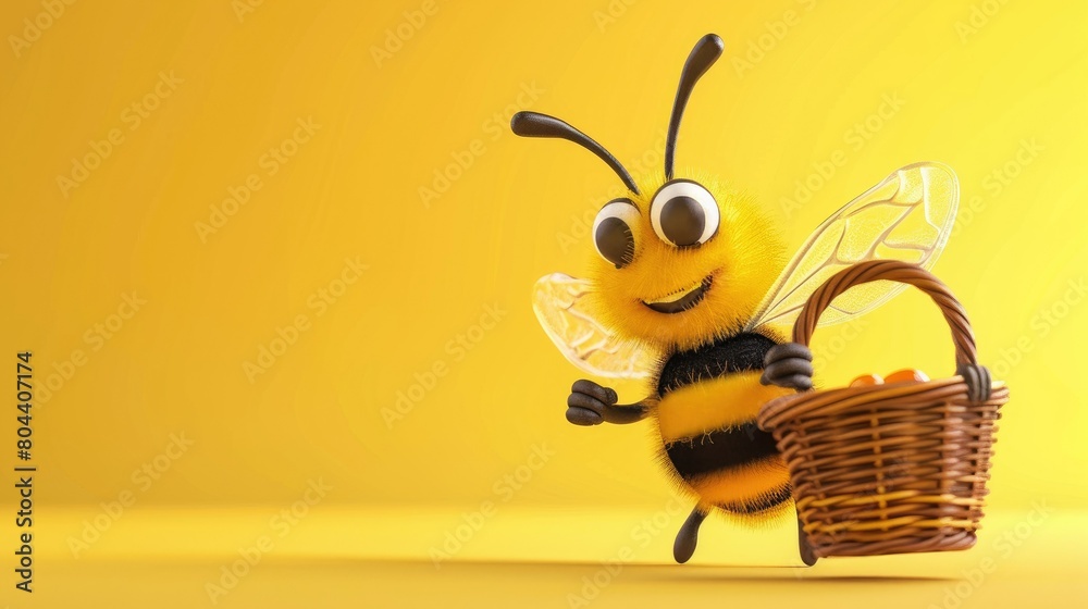 Cute character image of a good bee from the future carries honey in a ...