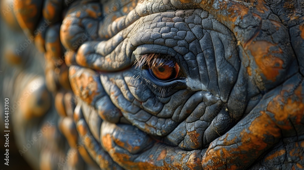 Close-up of the eye and wrinkled skin on the face of an Indian ...