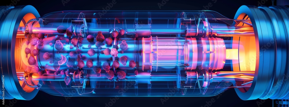 Detailed cross-section illustration of a catalytic reformer reactor ...
