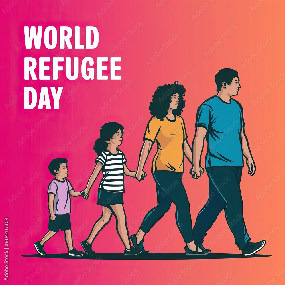 World Refugee Day, World Refugee Day Poster, Refugee Day, Illustration ...