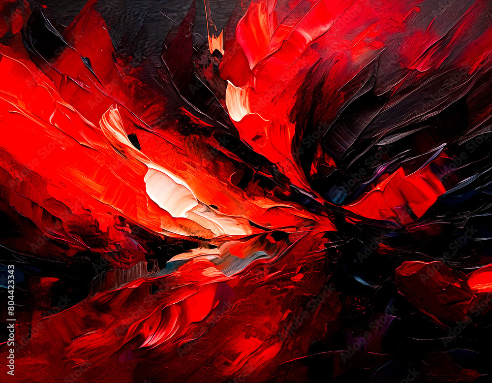 Textured abstract painting background, shades of red and black, dynamic ...