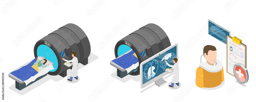 3D Isometric Flat Illustration of Diagnostic Radiology , Magnetic ...