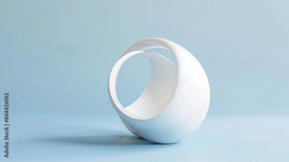 White 3d render abstract layered curved object with a hole, isolated on ...