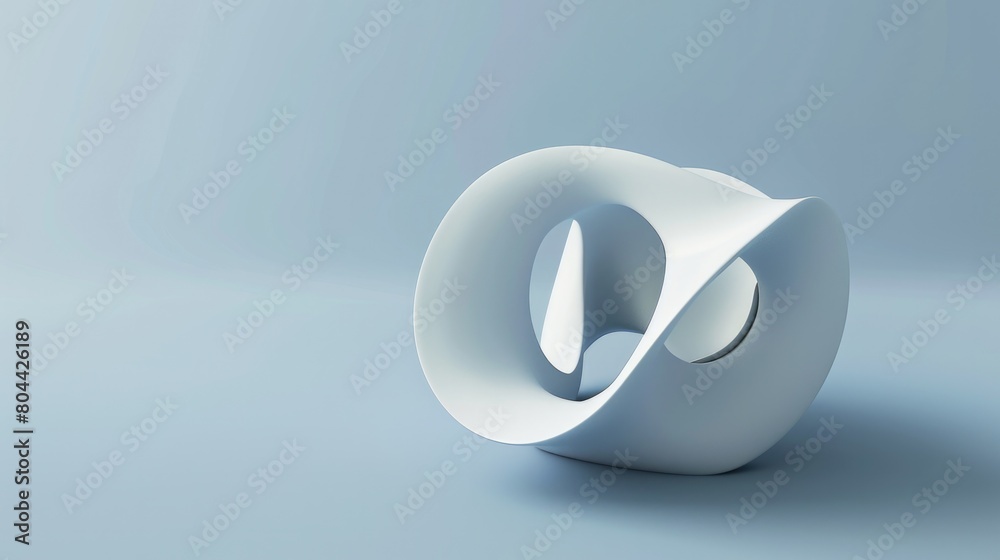 White 3d render abstract layered curved object with a hole, isolated on ...