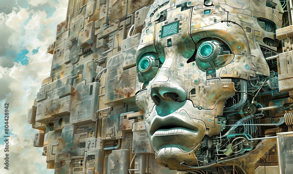 an artwork that captures the essence of Artificial Intelligence in ...