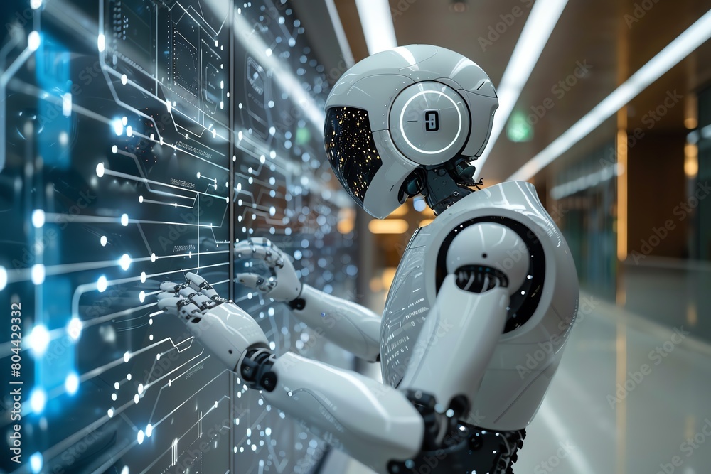 Futuristic AI lab bustling with robotic arms fine-tuning neural ... Futuristic AI lab bustling with robotic arms fine-tuning neural ...