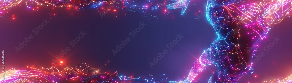 Capture a dancer in mid-motion, their body covered in neon light ...