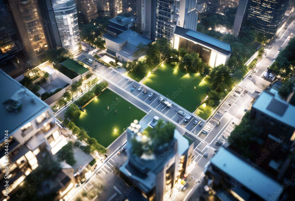 'rendering 3d view eye s bird city modern layout the map illustration ...