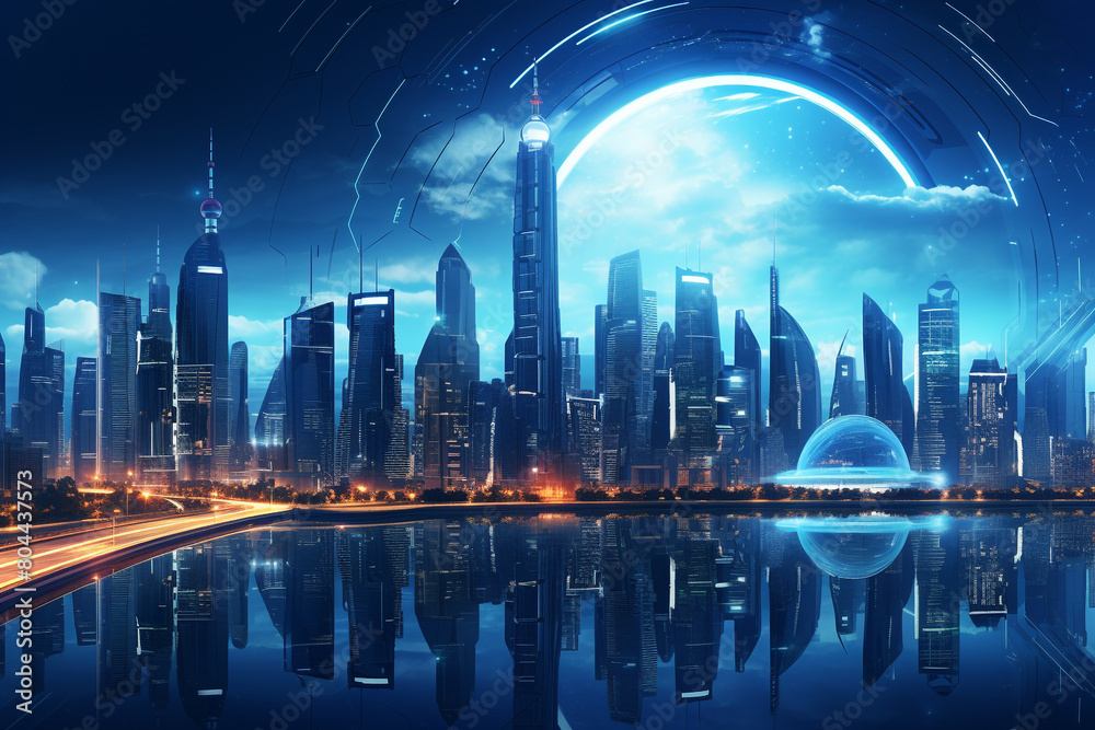 Contemporary City Panorama Wallpaper. Futuristic Superstructures ...