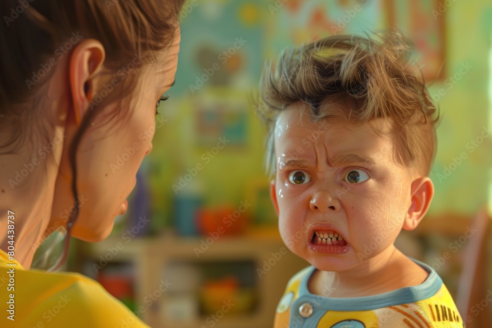 The little boy had a scary expression on his face, like he was angry at ...