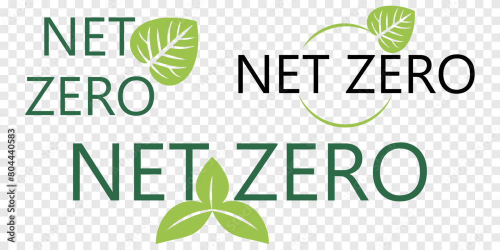 Set of net zero icon. Net zero carbon eco stamp symbol isolated on ...