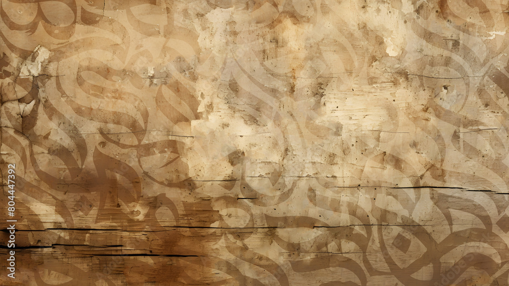 Arabic calligraphy wallpaper on a wall with a Brown background and old ...