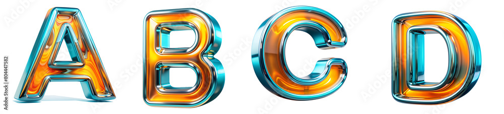 Abstract 3D ABCD letter's of the English alphabet in vibrant colors ...