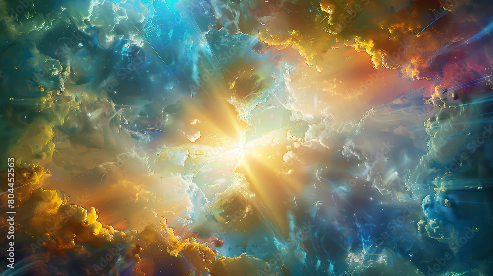 A visionary depiction of Revelation 21-22, showing a radiant new heaven ...