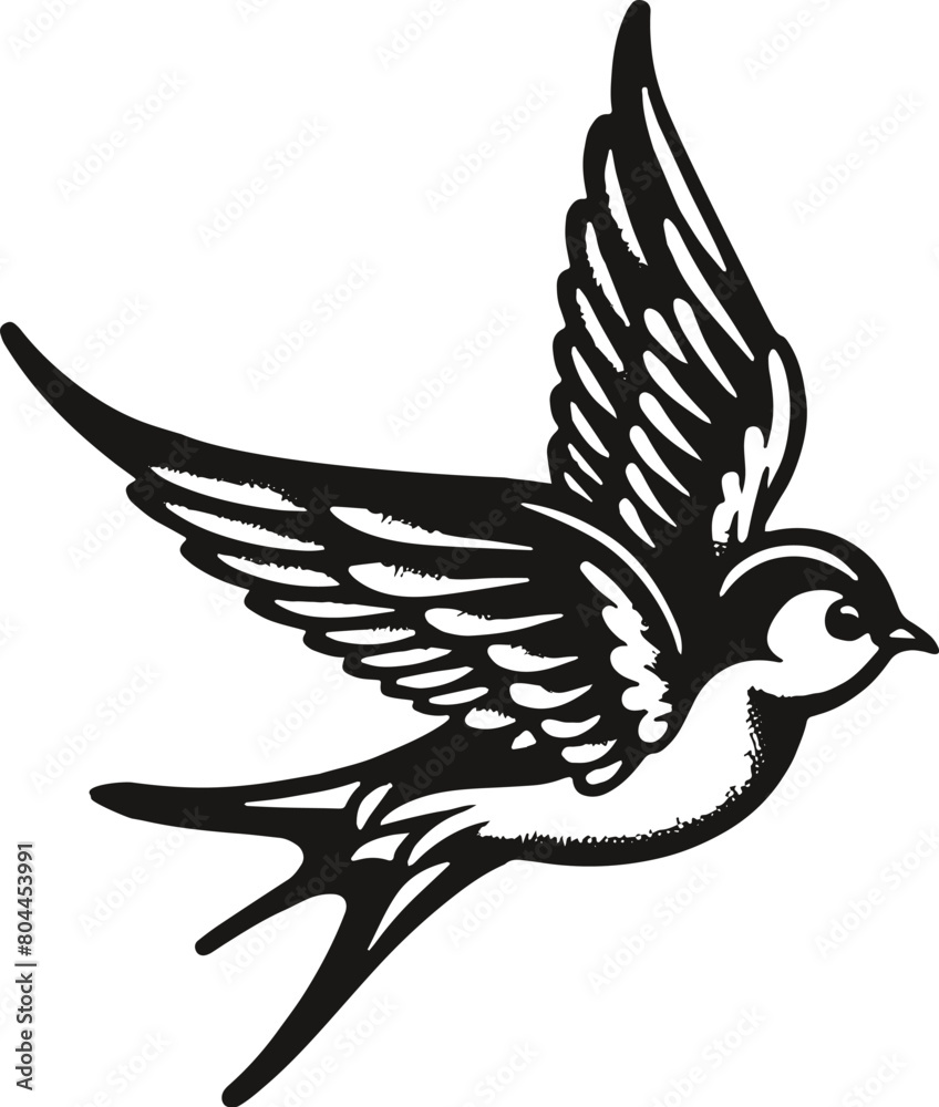 Sparrow Bird Tattoo. Old School Tattoo Flying Sparrows Custom Design of ...