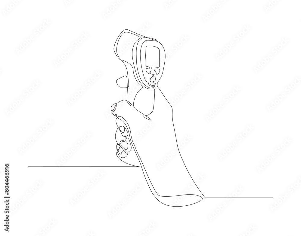 Continuous line drawing of infrared digital thermometer. One line of ...