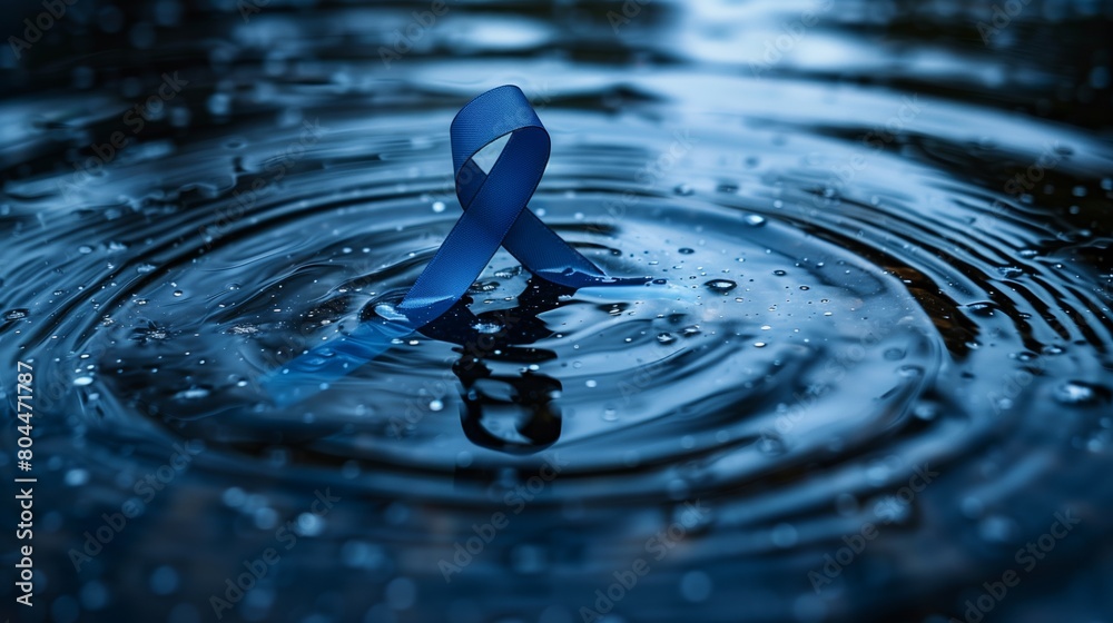 Blue ribbon floating in water. Prostate Cancer Awareness, Men's health ...