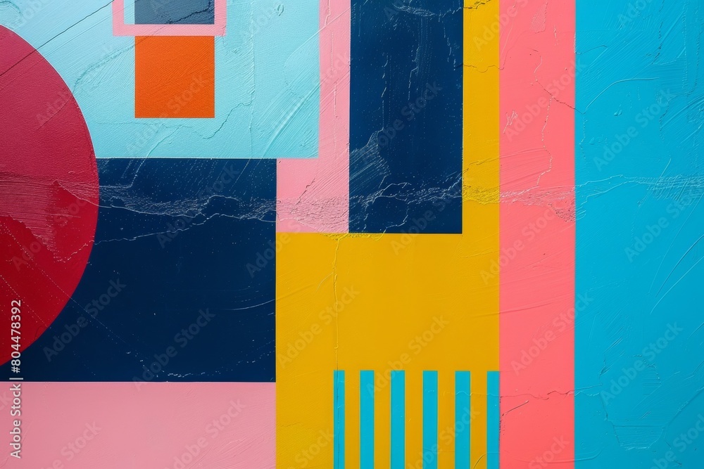 Abstract geometric pattern, playful shapes, primary colors, childlike ...